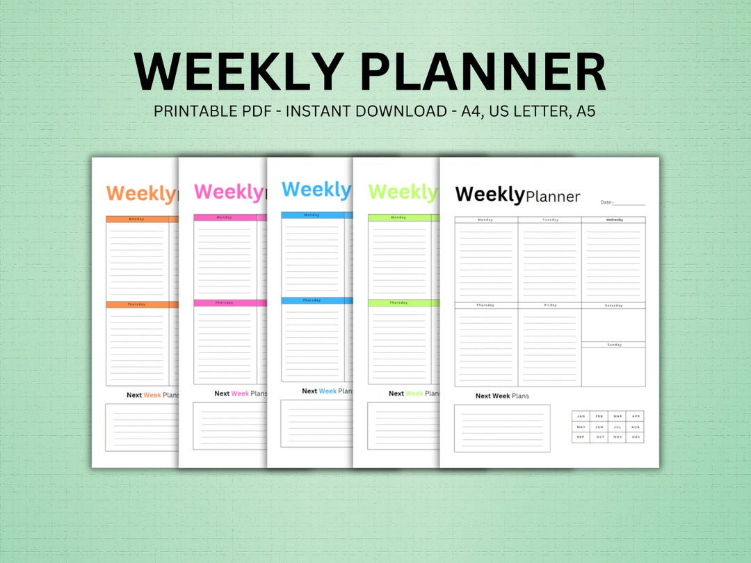 Editable Weekly Planner Printable, Weekly Schedule, Daily Planner, Week ...