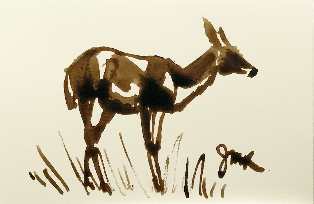 Walnut Ink Deer 3 - Original Deer Art Unframed Ink Painting Deer ...