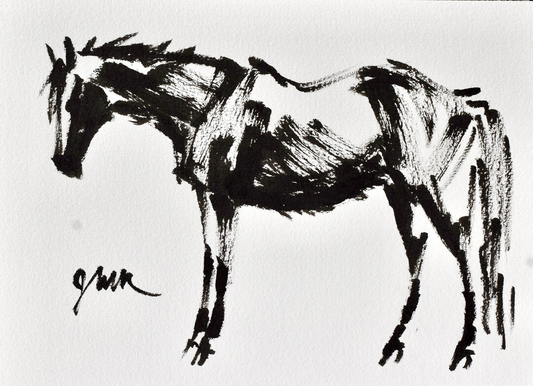 Pony Drawing "kit Kat 4" Life Sketch 5x7 Unframed Ink Rescue Horse Art ...