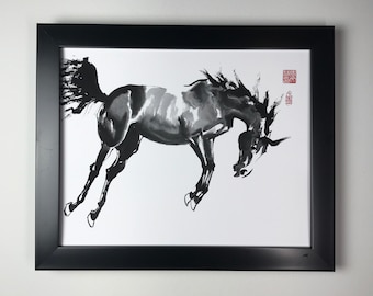 Art & Collectibles Ink Painting Shui mo horses painting Sumi e horses ...