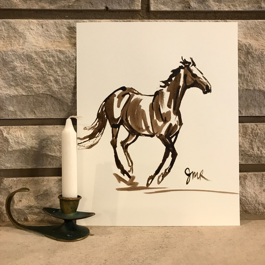 Horse Art Original “poised” Horse Drawing Horse Ink Sketch Spotted ...