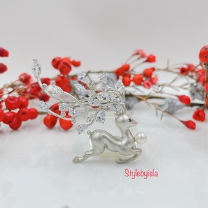 Reindeer Brooch,silver Animal Pin,crystal Brooch.brooch for Women ...