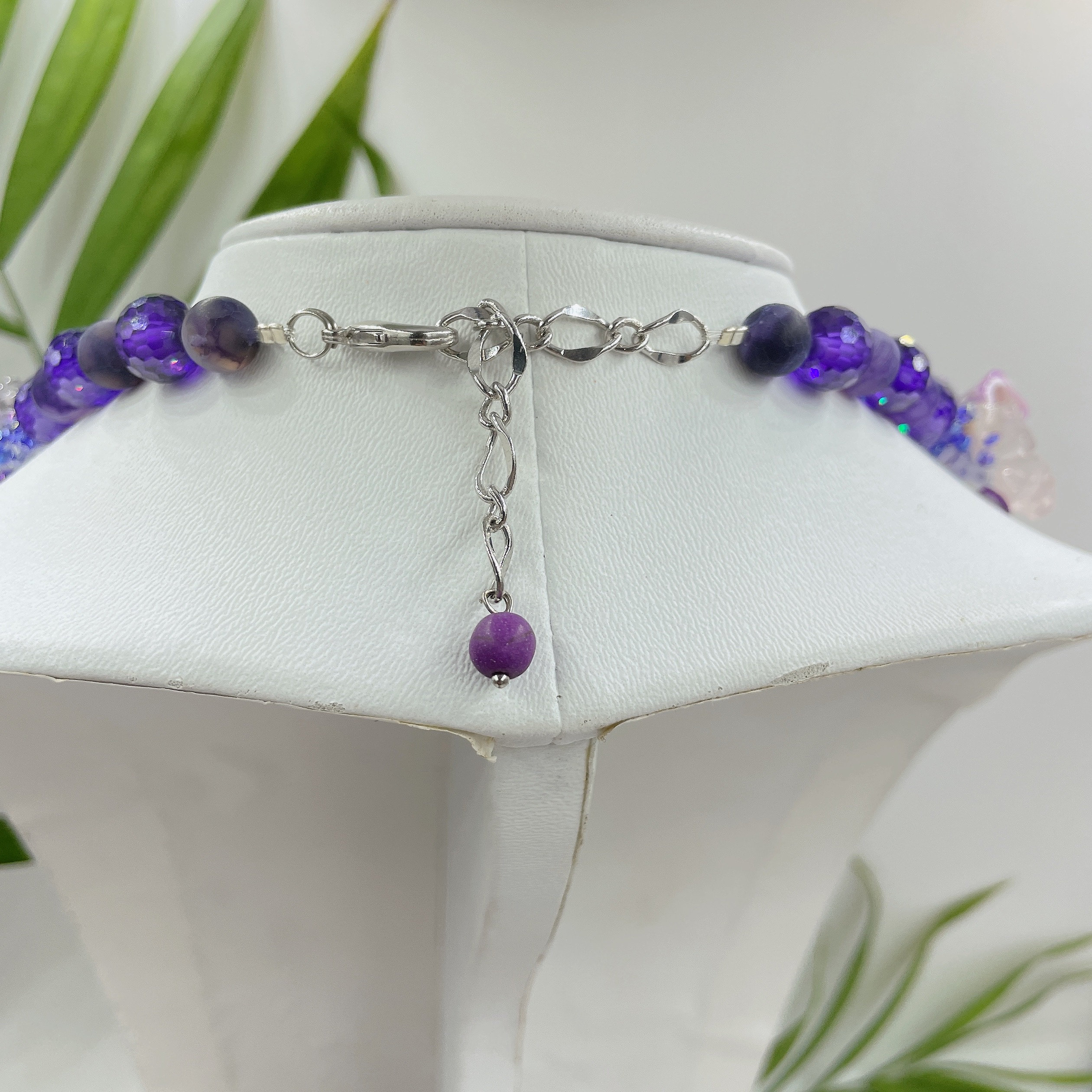 Beaded Gemstone Sea Shells Necklace, Big Bold Statement Necklace ...