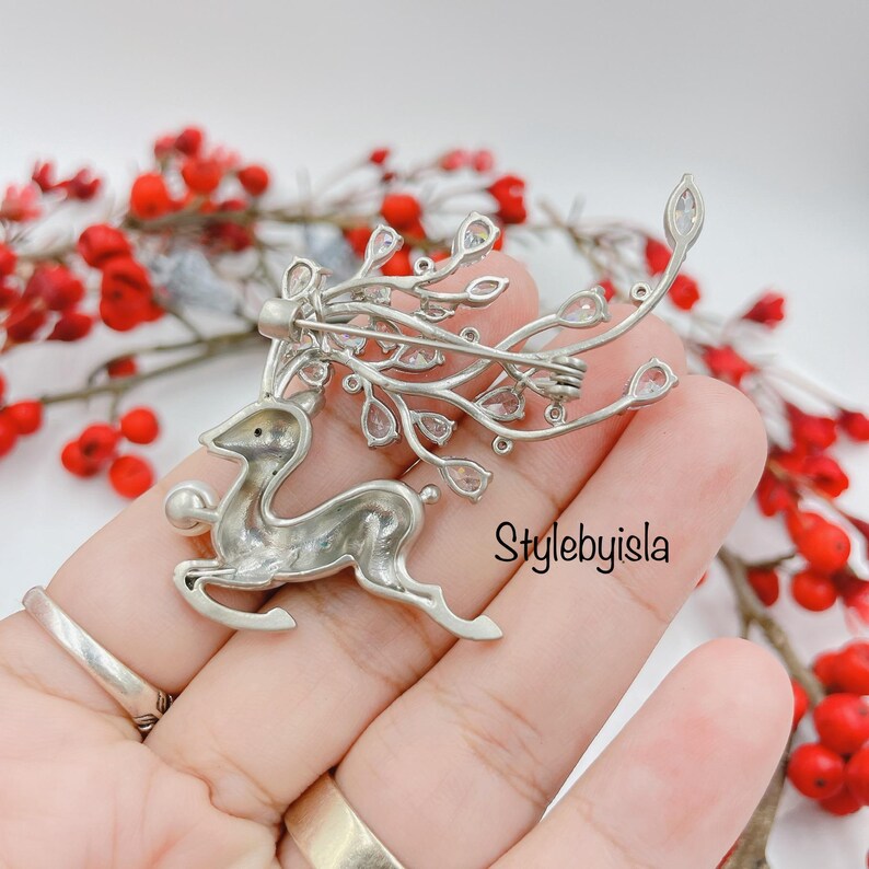 Reindeer Brooch,silver Animal Pin,crystal Brooch.brooch for Women ...