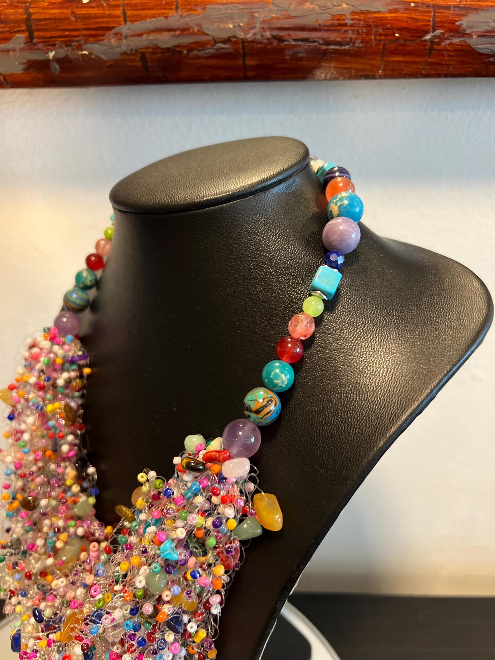 Beaded Multi Gemstone Necklace, Big Bold Statement Necklace, Multi ...