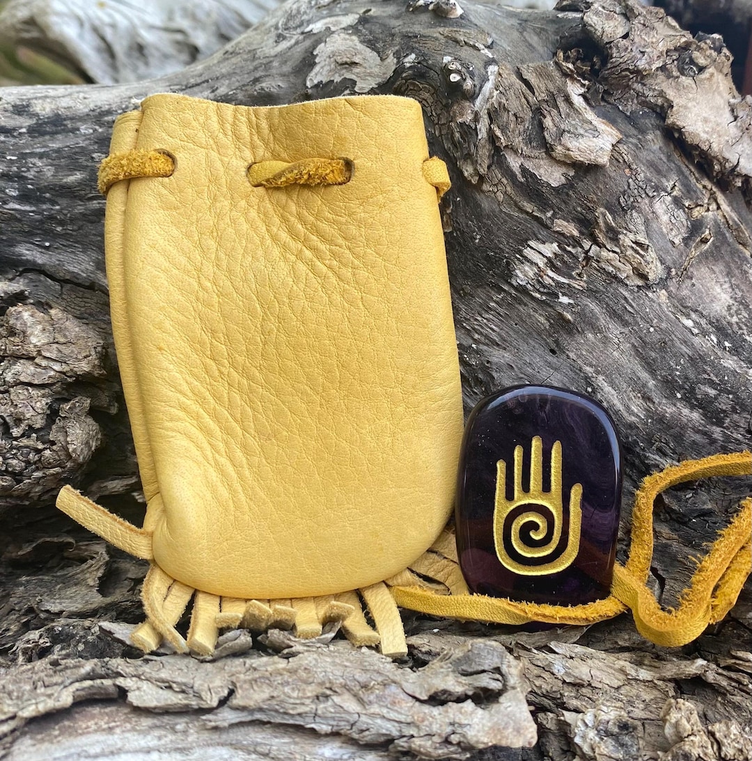 Tan Soft Leather Medicine Pouch/mojo Pouch/healing Stone Pouch/crystal ...
