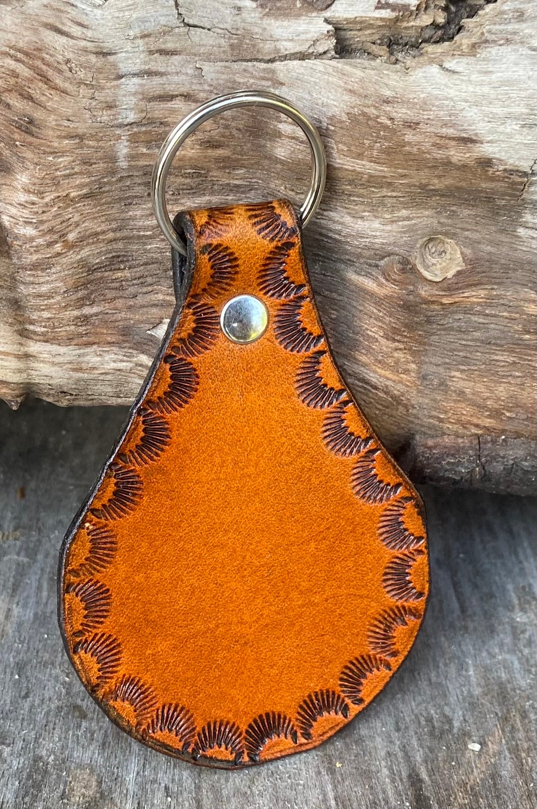 Retro Style Leather Hand Tooled Keychain Fob - Etsy