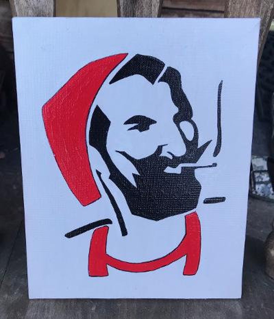 Painted Zig Zag Man on Stretched Canvas - Etsy