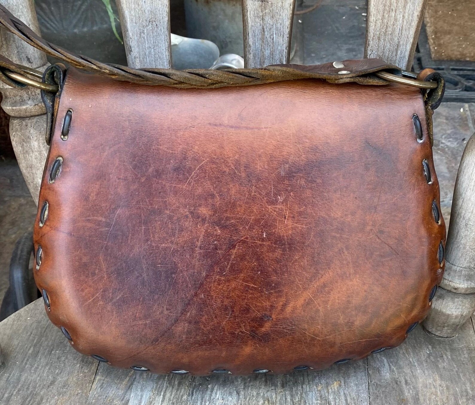 Rare Large Vintage Hand Tooled Leather Purse 70s Hippie Boho Chic ...