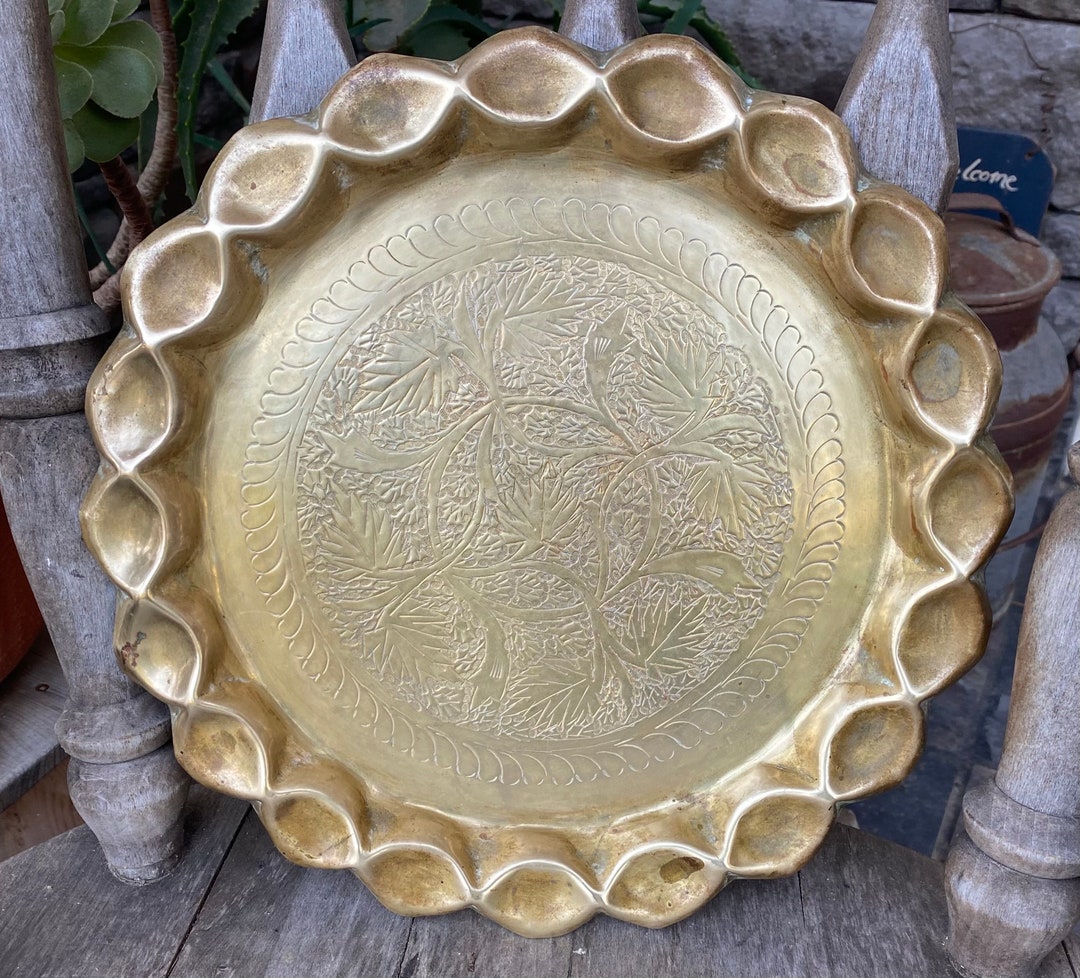 Large Vintage Round Brass Plate.....made in India - Etsy