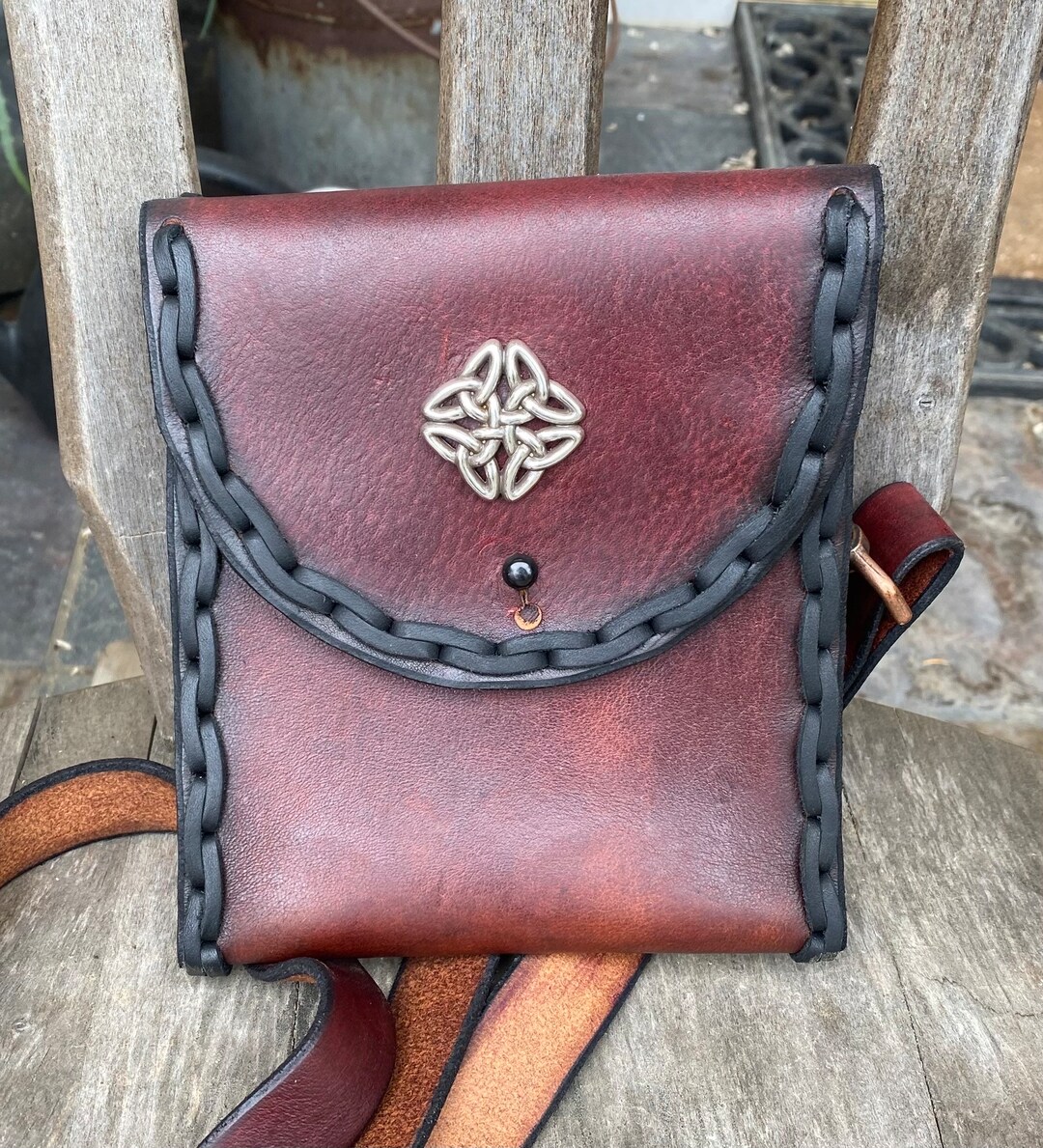 Reddish Brown Crossbody Bandolier Leather Phone Case , Leather Bag ...