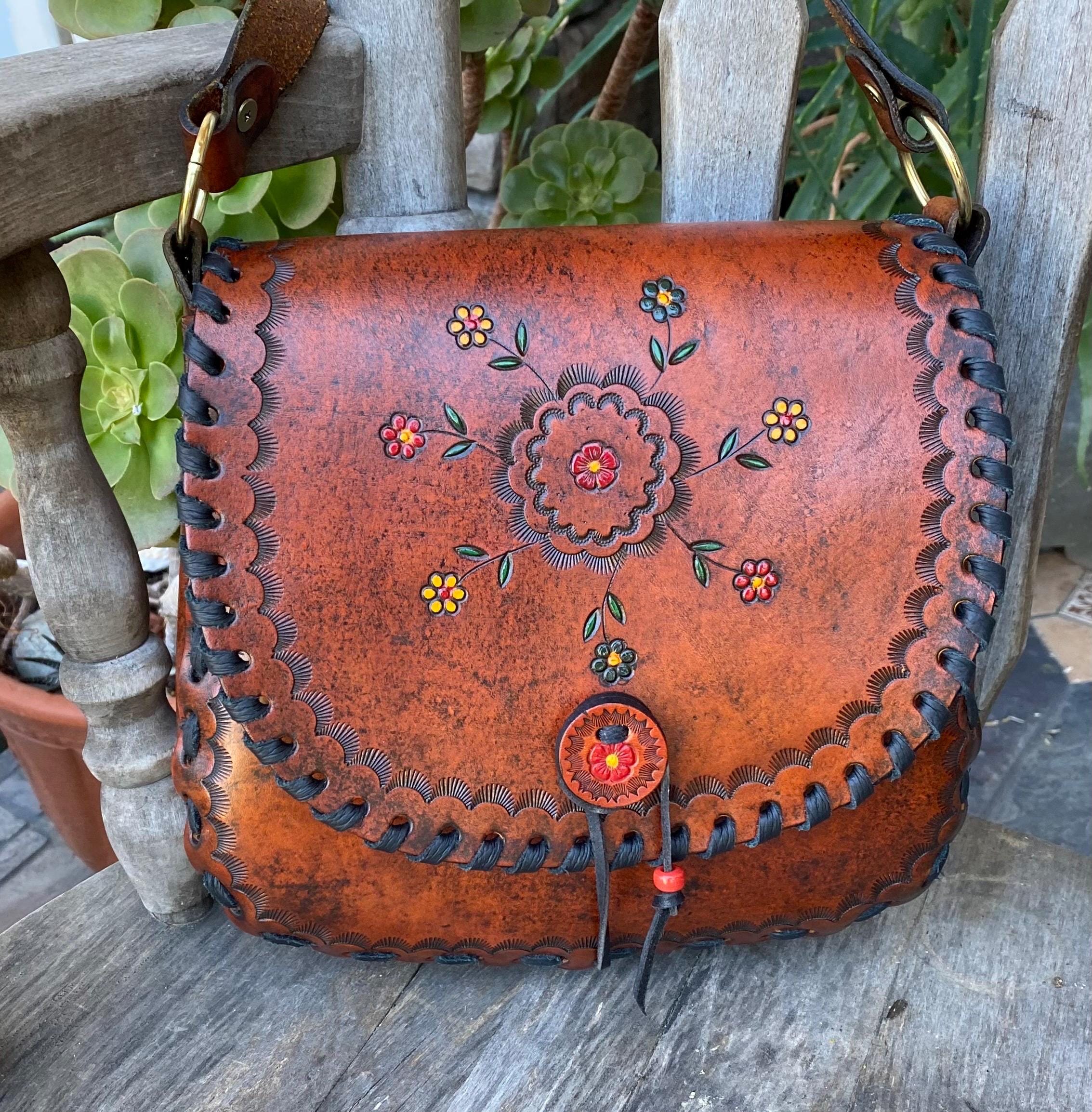 Retro Style Rustic Distressed Leather Hippie Boho Festival Shoulder ...