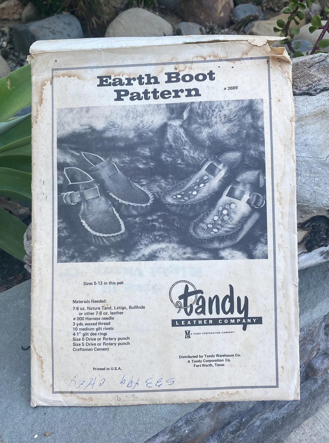 Vintage Original Tandy Earth Boot Leather Pattern and Instructions ...