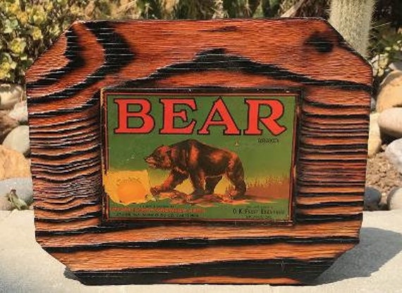 Bear Brand Lemon Fruit Grate Label Wooden Plaque | Etsy