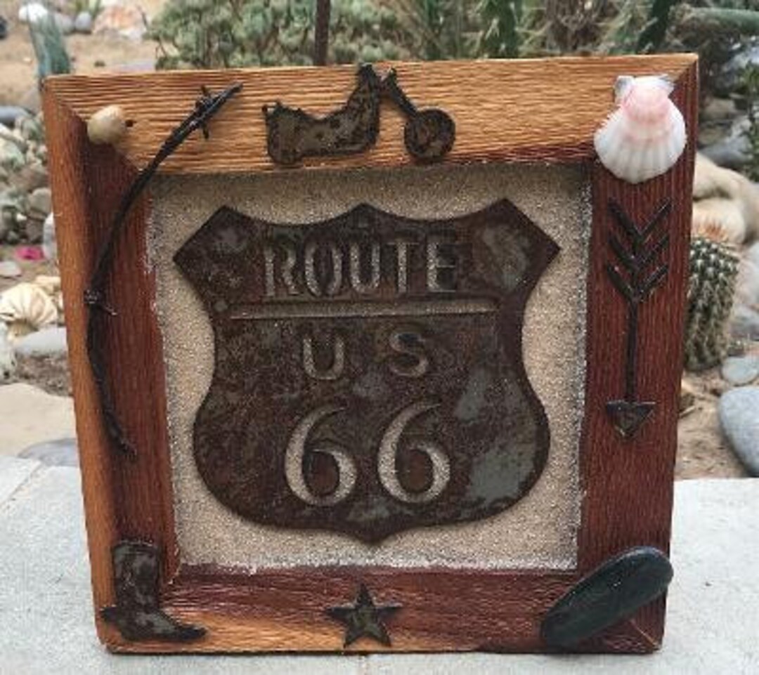 Framed Shabby, Rusty Route 66 Sign - Etsy