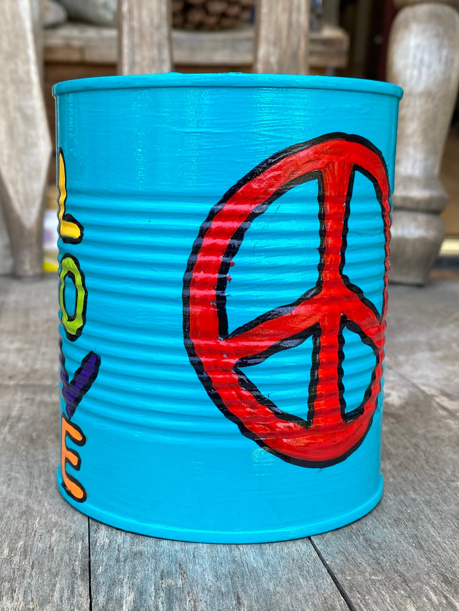 Recycled and Painted Tin Can / Pencil Holder - Etsy