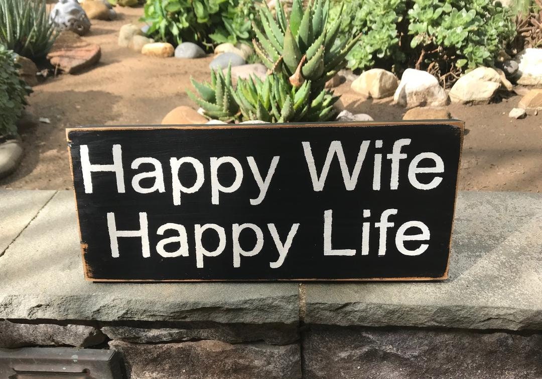 Happy Wife Happy Life - Wooden Sign - Etsy