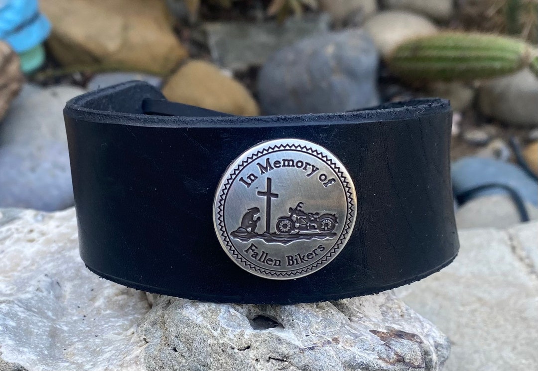 Black Leather Upper Arm Cuff/band - Bicep Cuff - With "in Memory of ...