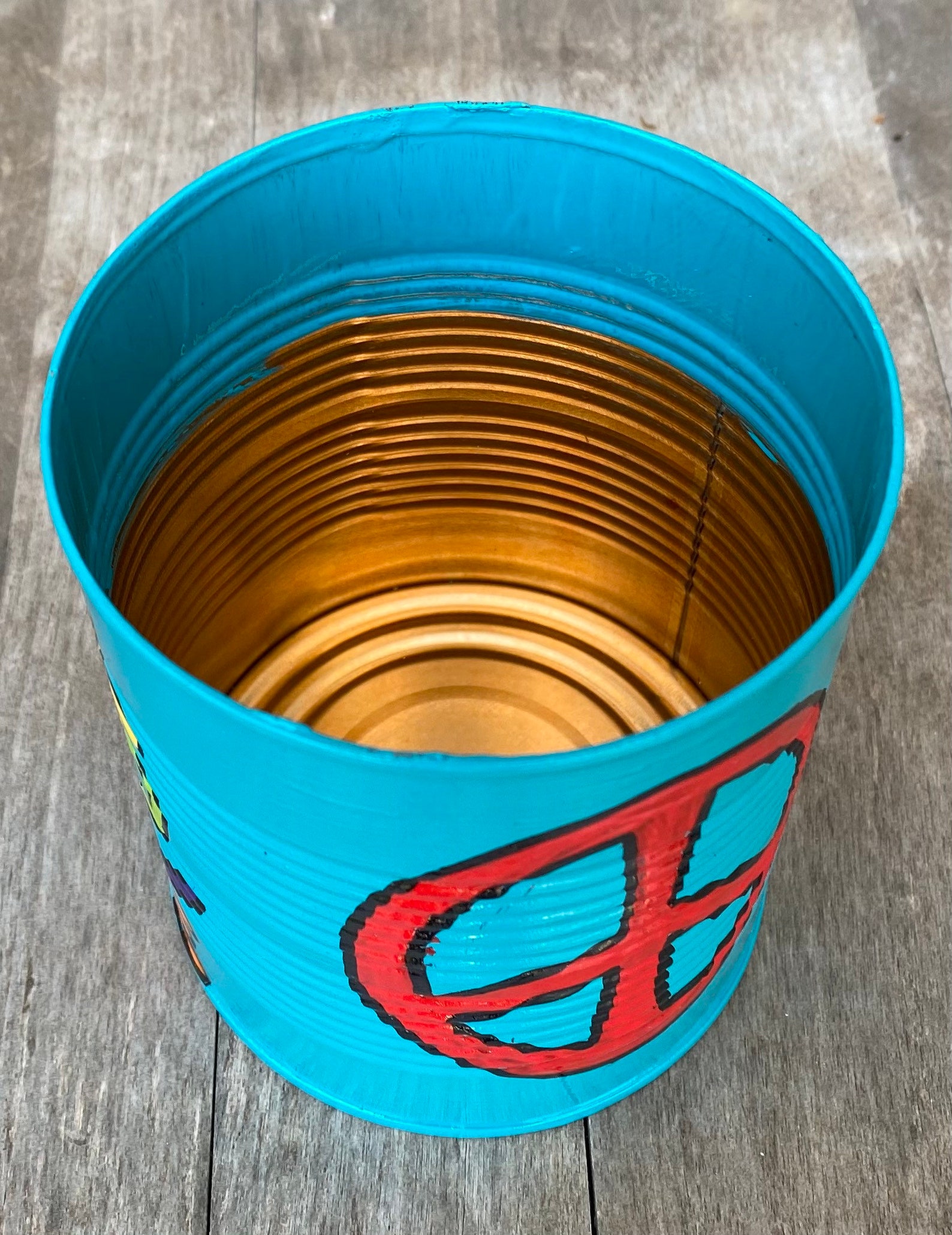 Recycled and Painted Tin Can / Pencil Holder - Etsy