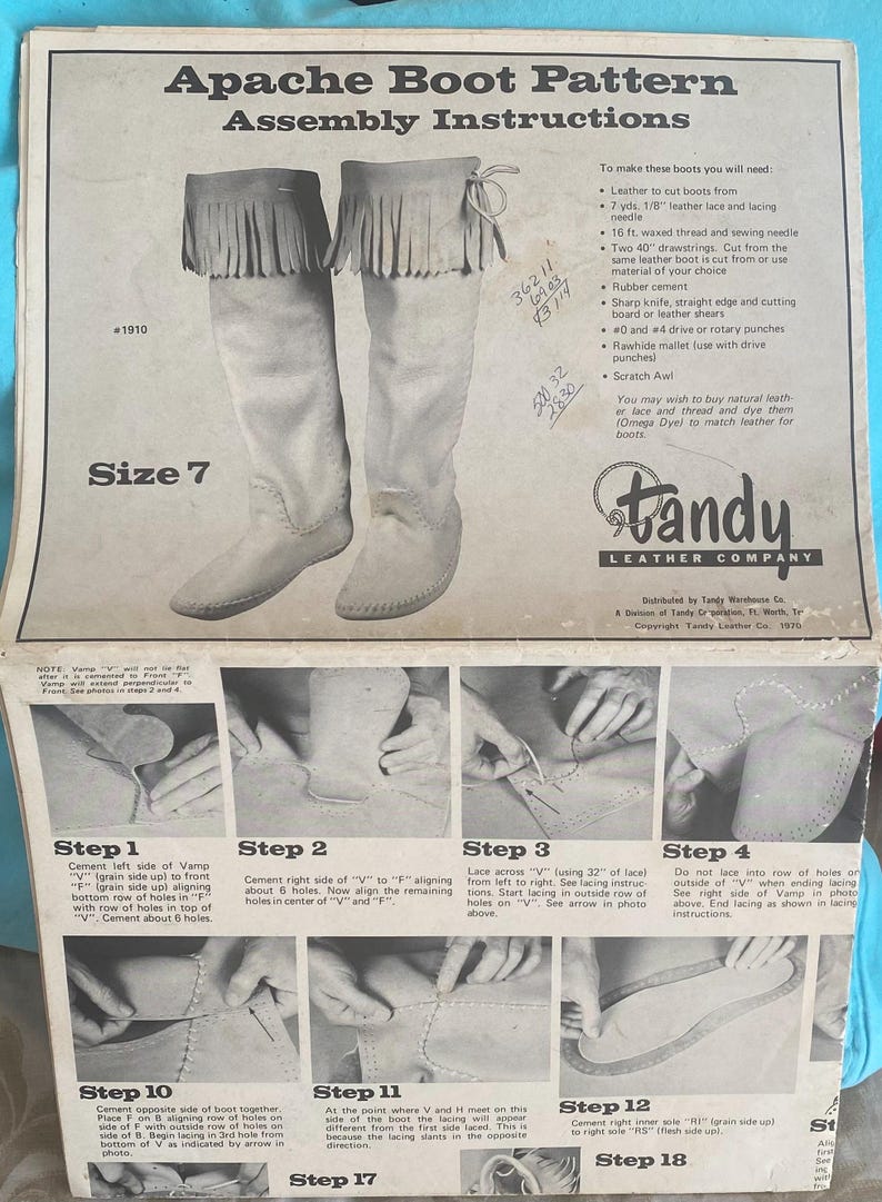 Vintage Tandy Apache Boot Pattern, Size 7 - Pattern Never Used - Etsy