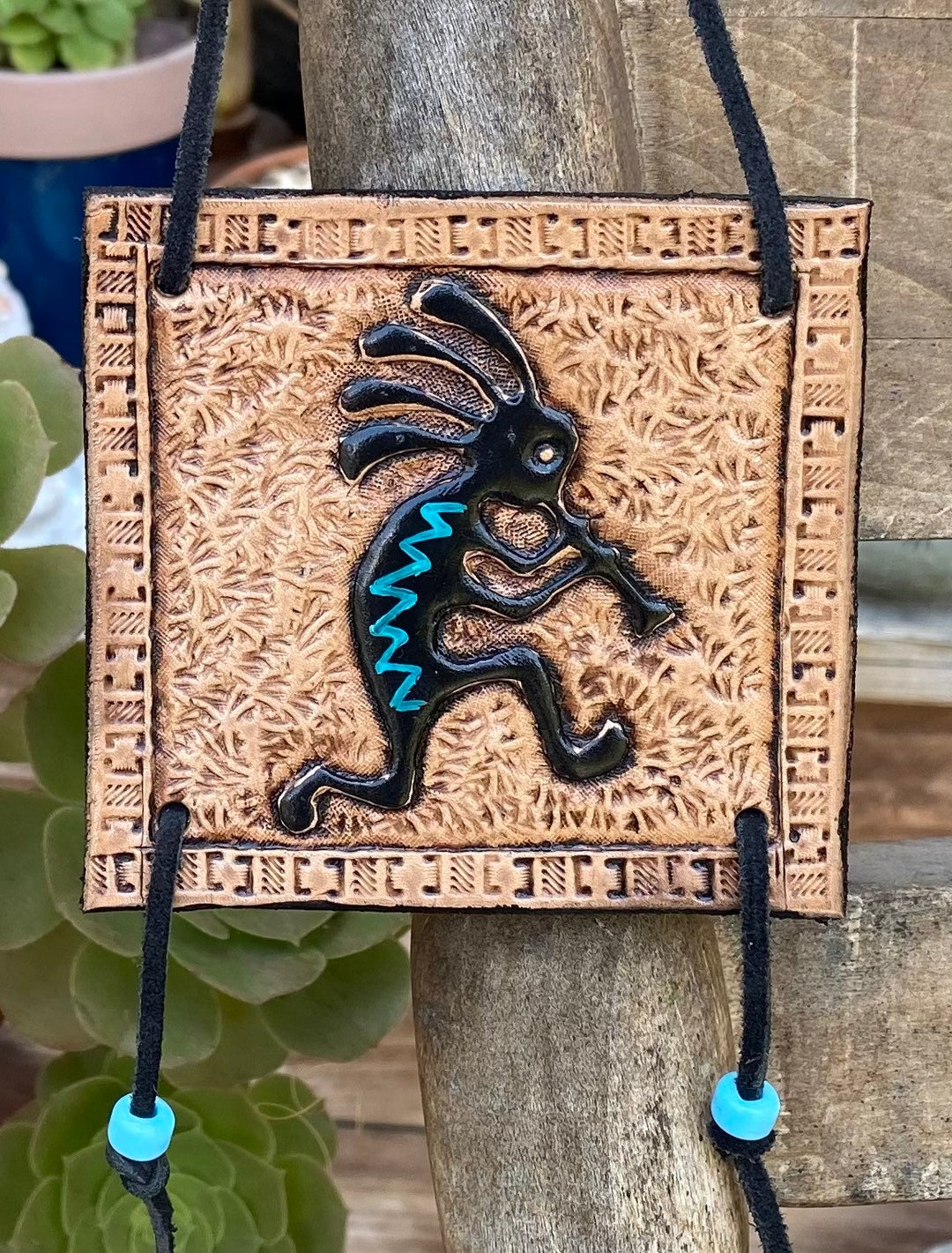 Small Tooled and Painted Leather Wall Hanging - Kokopelli - Etsy