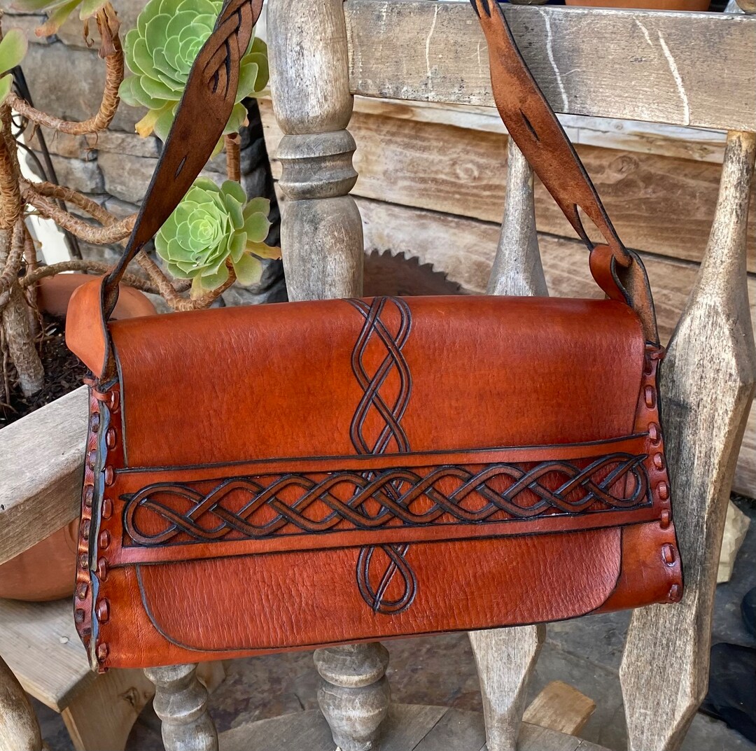 Vintage Hand Tooled Leather Boho Festival Shoulder Bag Purse Handmade ...