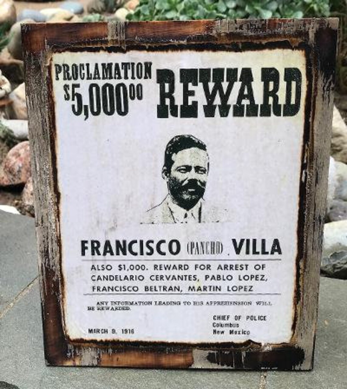 Pancho Villa Wanted Poster Wooden Plaque | Etsy