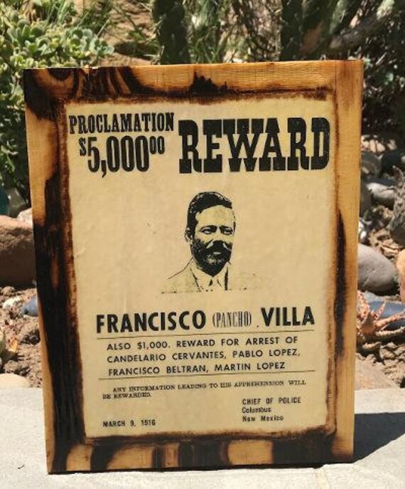 Pancho Villa Wanted Poster Wooden Plaque | Etsy
