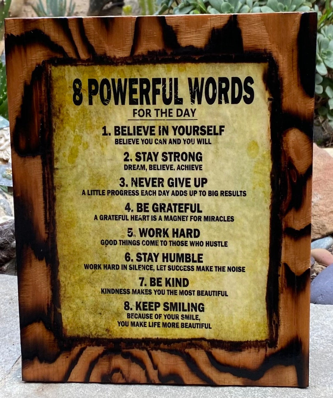 8 Powerful Words for the Day - Wooden Plaque - Etsy