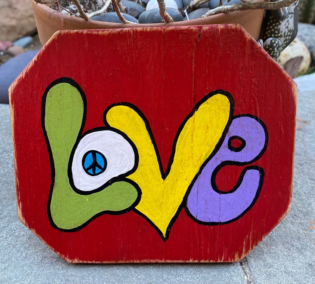 Wooden Painted "love" Sign - Etsy