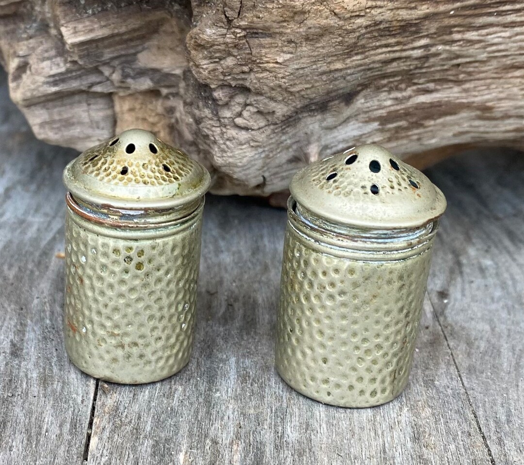 Vintage Silver Plated Distressed Mini Salt and Pepper Shakers - Etsy