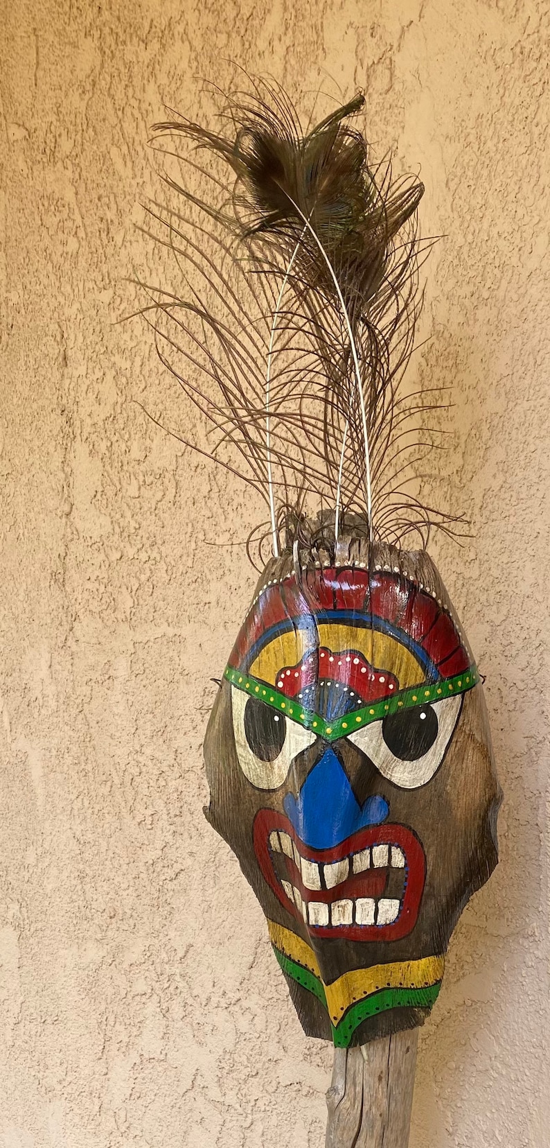 Painted Tiki Mask Palm Frond - Etsy