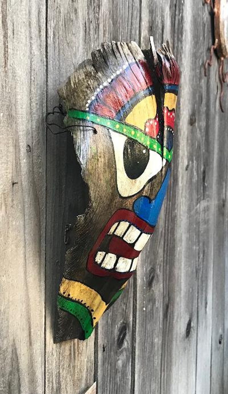 Painted Tiki Mask Palm Frond - Etsy