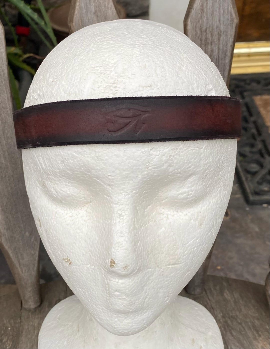 Brown Leather Headband - Eye of Horus Symbol- Adjustable - Etsy