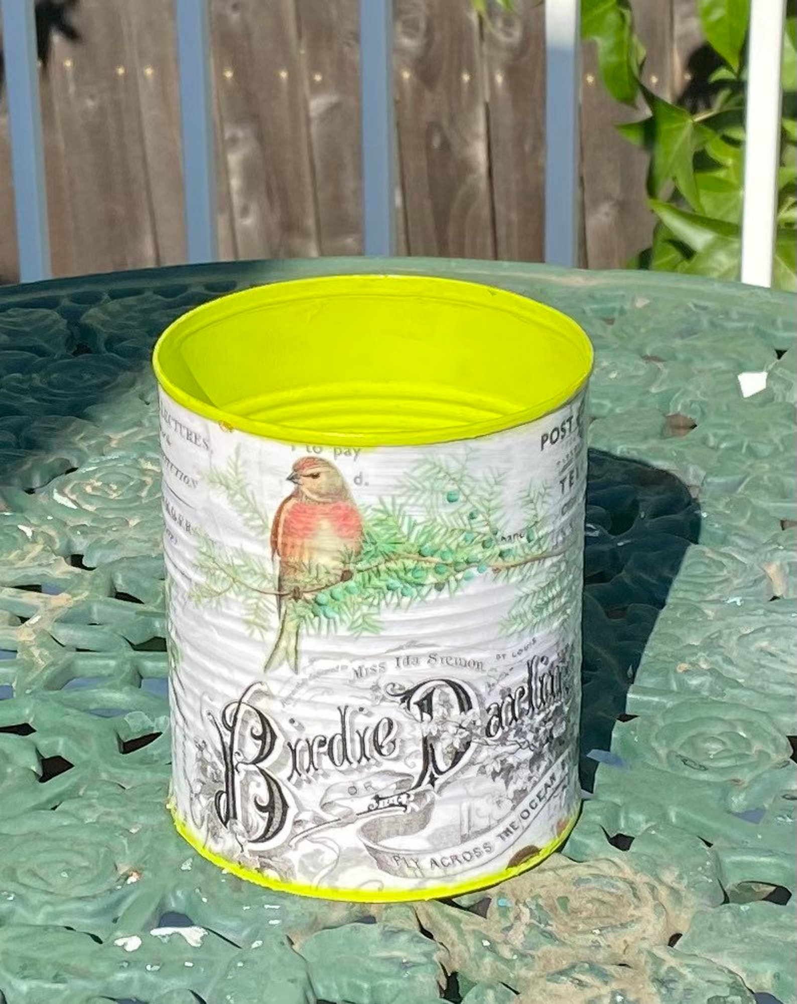 Painted and Decoupaged Upcycled and Recycled Tin Can/pencil - Etsy