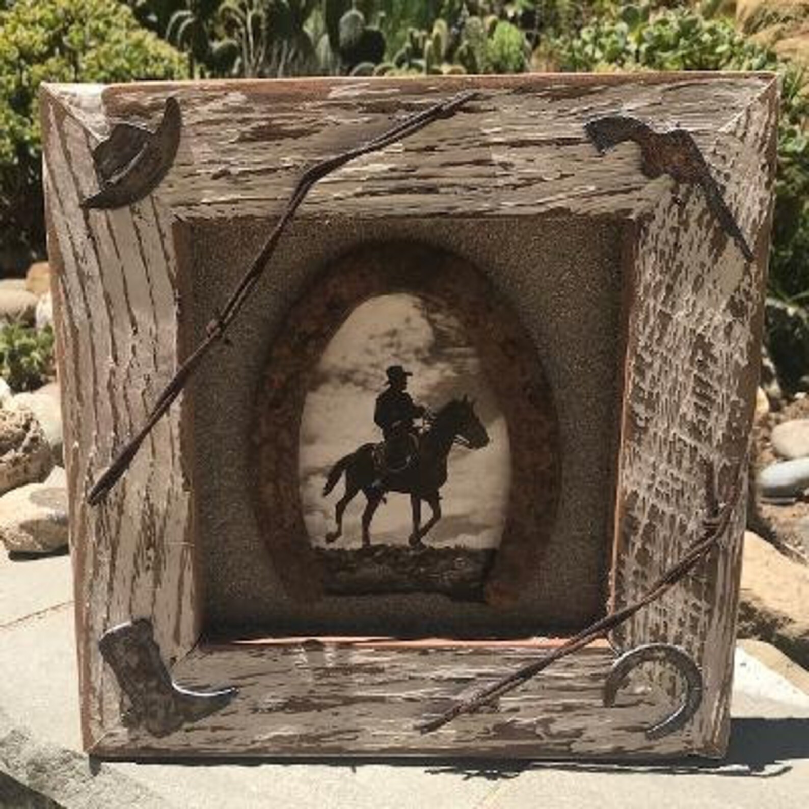 Framed Rustic Shabby and Distressed Shadow Box With Cowboy - Etsy