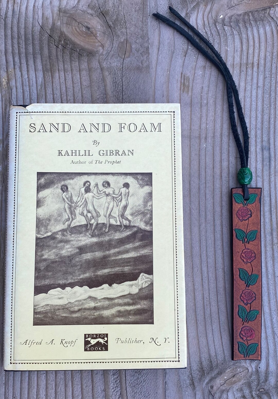 Tooled Leather Bookmark With Lace and Jade Bead - Etsy