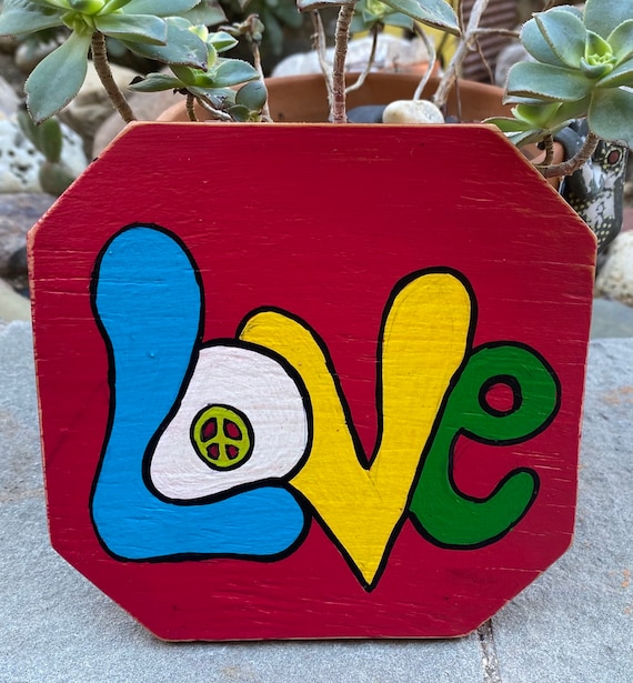 Wooden Painted love Sign | Etsy