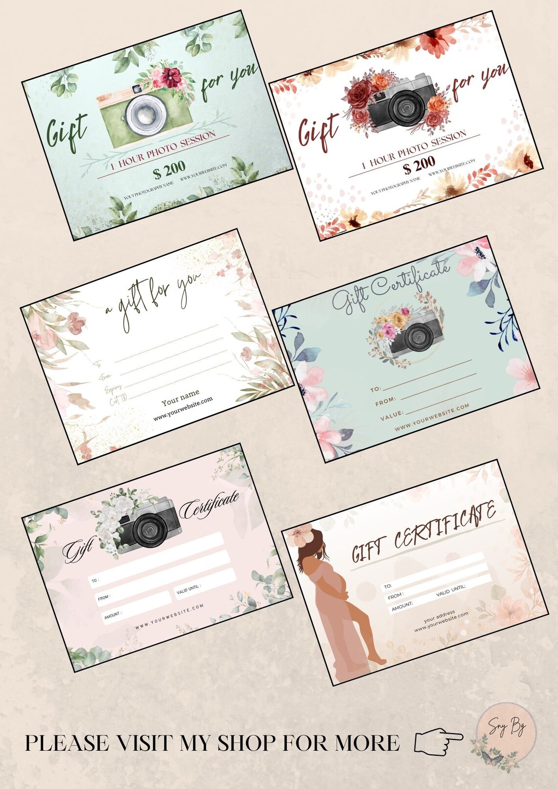 Gift Certificate Template Editable Printable Gift Template Photography ...