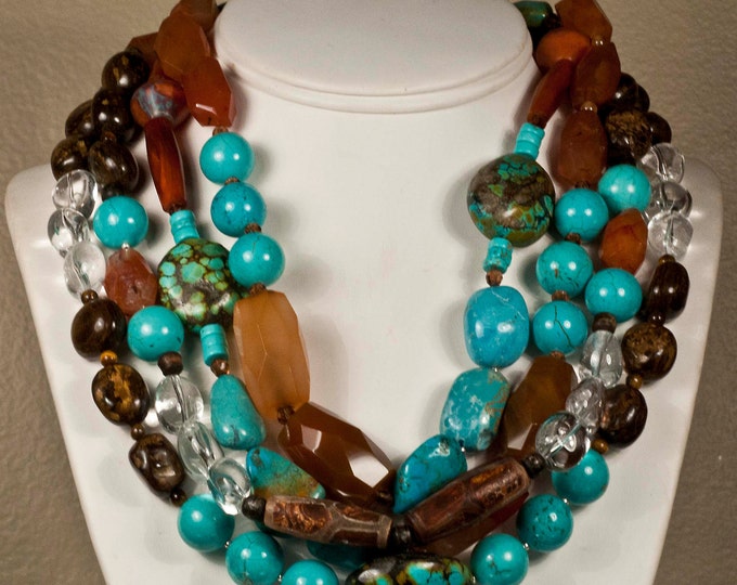 KITCHEN SINK Multistrand Chunky Turquoise Necklace by Mags - Etsy