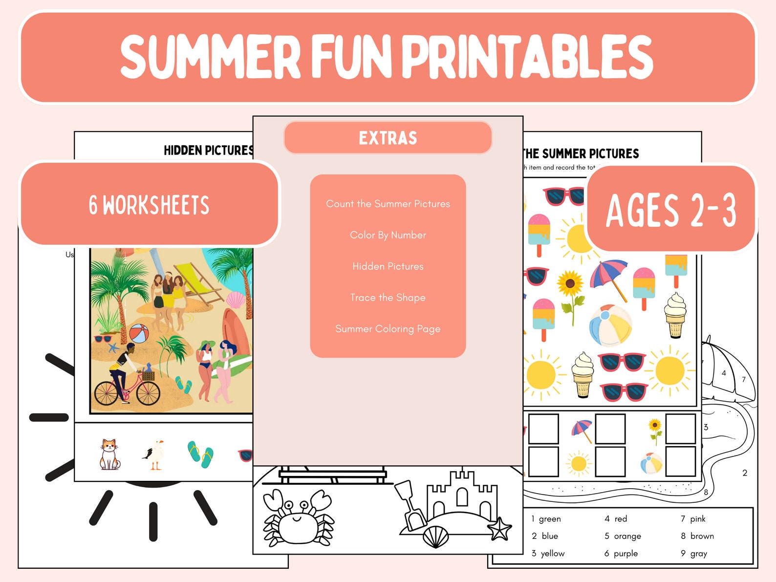 Summer Fun Printables (ages 2 to 4), Activities for Kids, Counting ...