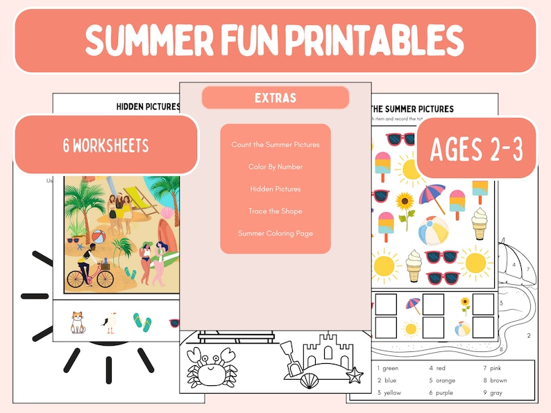 Summer Fun Printables (ages 2 to 4), Activities for Kids, Counting ...