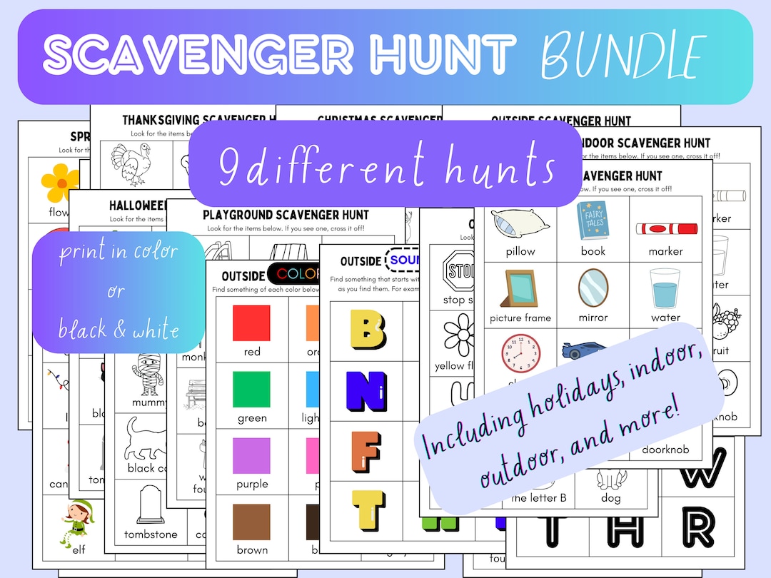 Scavenger Hunts for Kids: BUNDLE, Indoor Scavenger Hunts, Seasonal ...