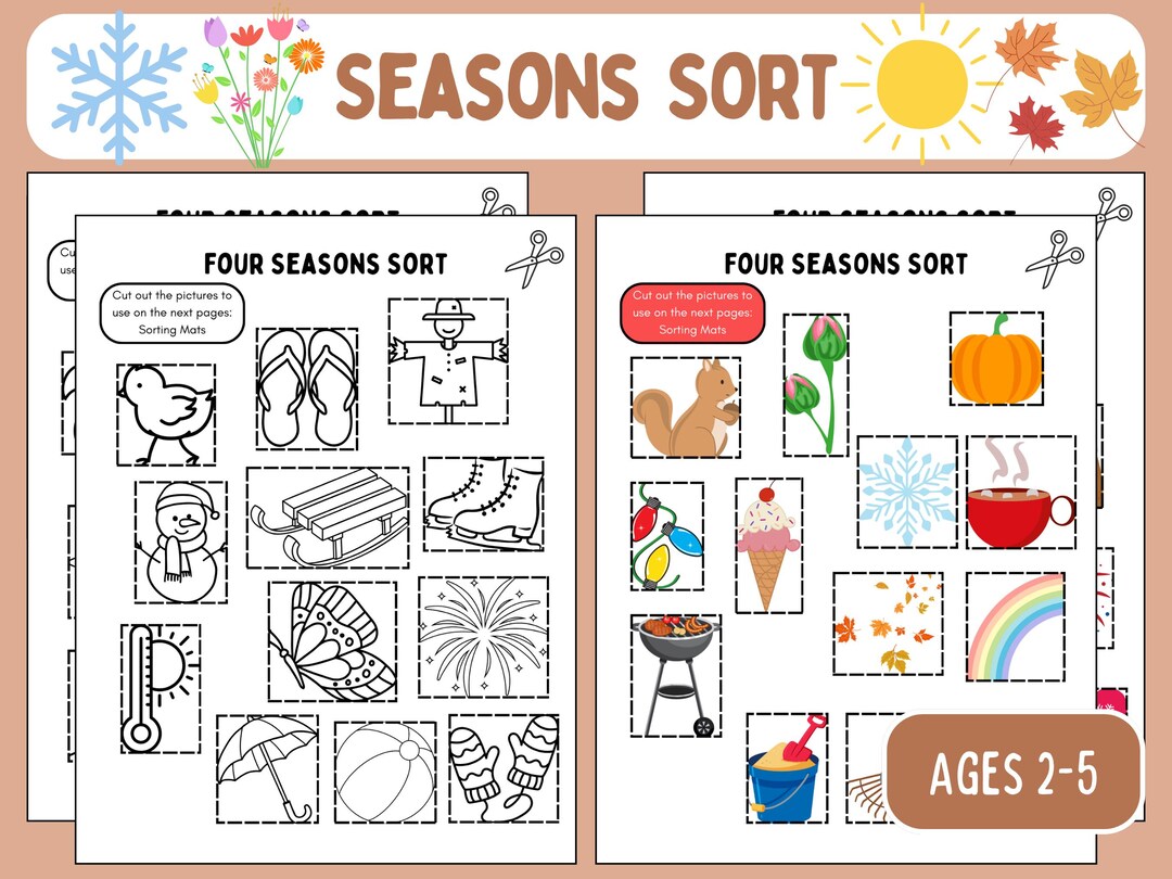 Four Seasons Sort, Sorting Activity for Kids, Preschool Printable ...