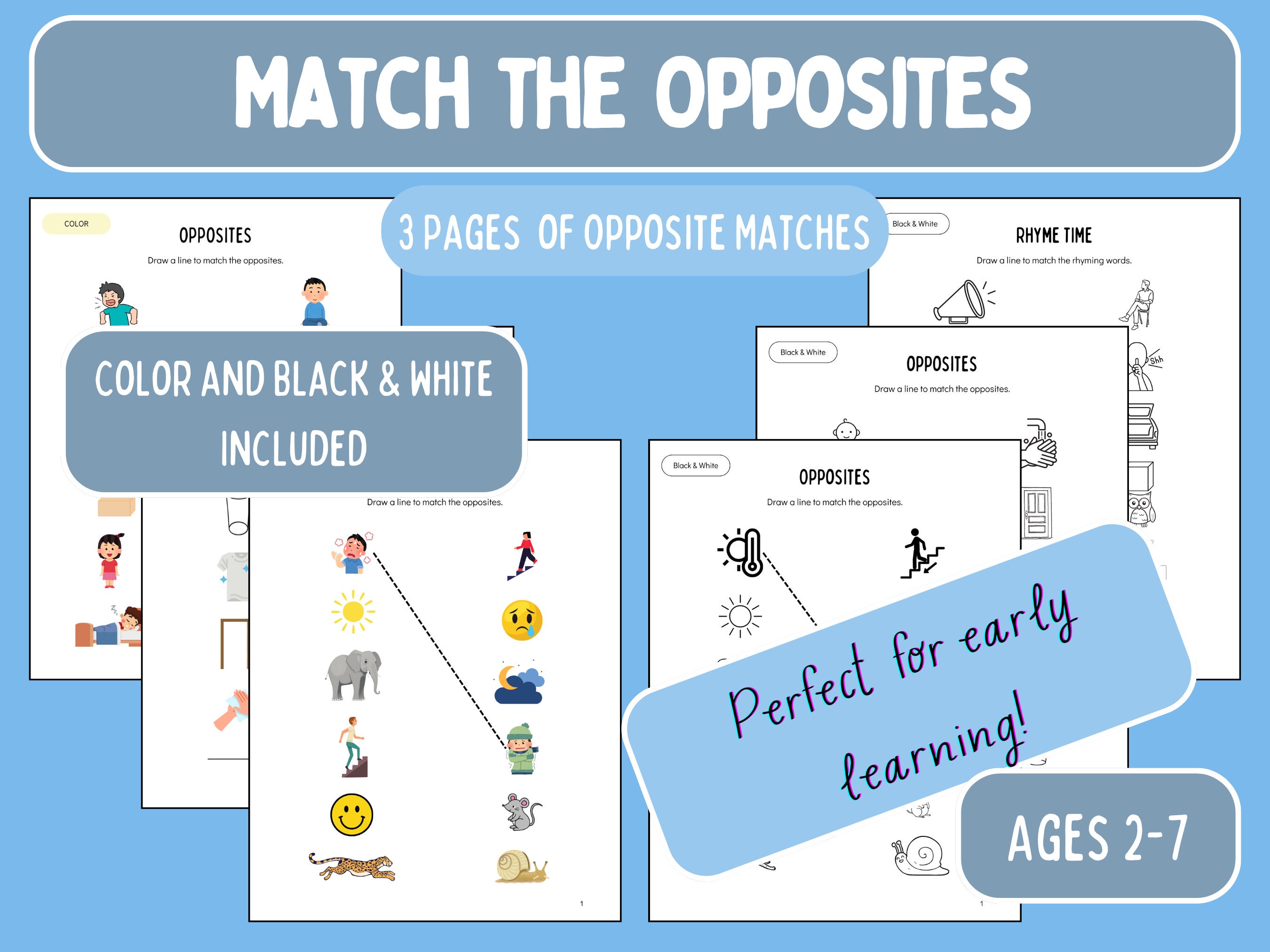 Hojas De Trabajo Imprimibles De Opuestos Para Preescolar