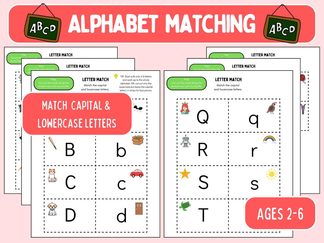Alphabet Matching: Match Capital and Lowercase Letters; Letter ...