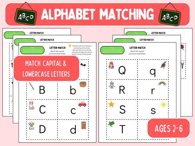 Alphabet Matching: Match Capital and Lowercase Letters; Letter ...