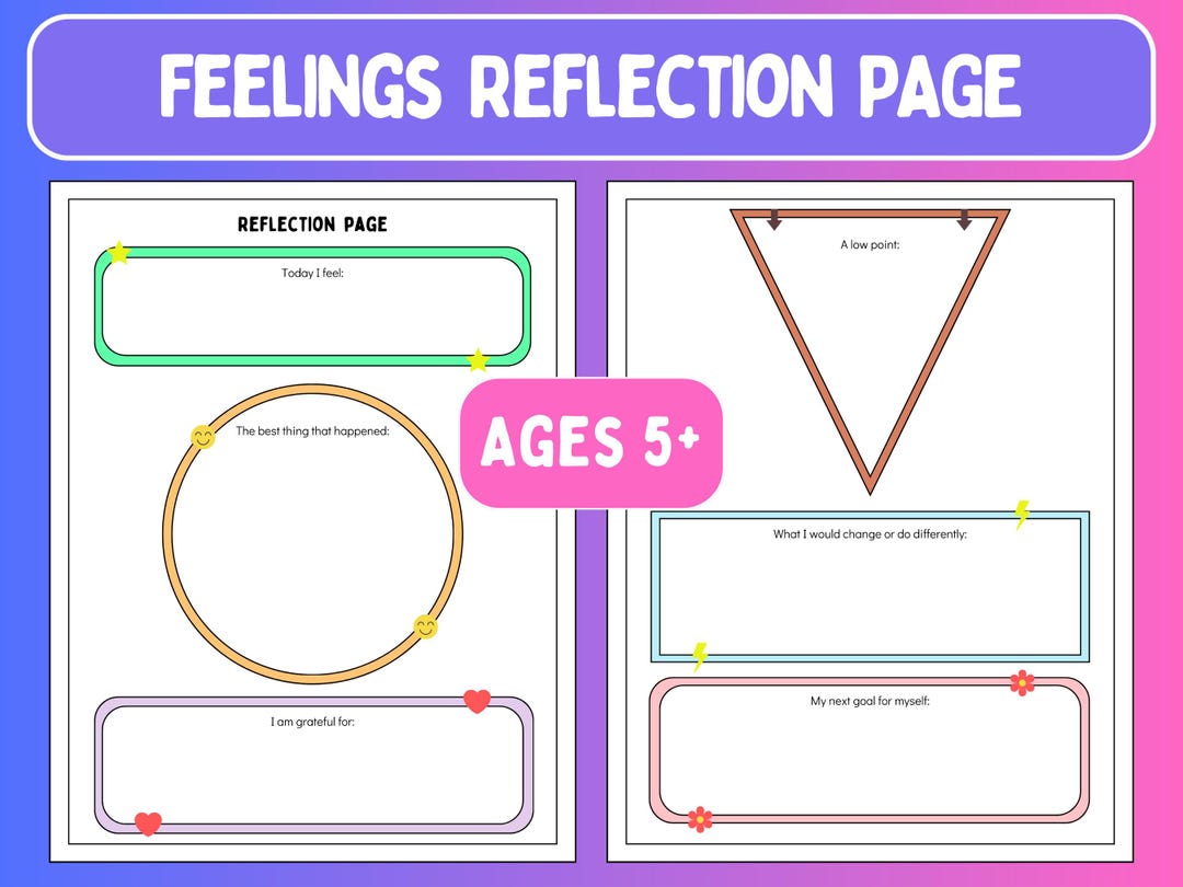 Feelings Daily Reflection Page, Goal Setting for Kids, Social Emotional ...