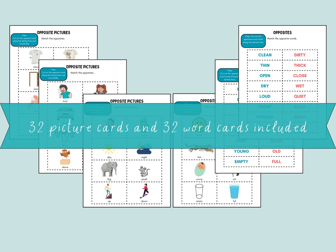 Opposite Matching Game; Match Opposite Words, Memory Game for Kids ...