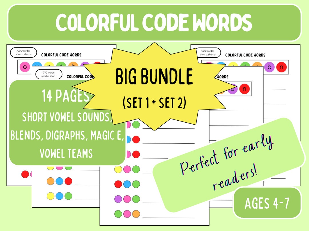 Colorful Code Words: Early Reading Practice (BIG BUNDLE), Preschool ...